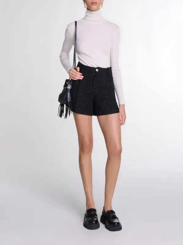 Maje Tweed Shorts - Black