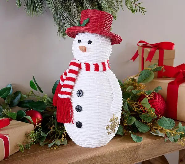 KRINGLE EXPRESS As Is 14' Resin Wicker Snowman - One-color