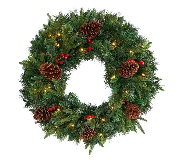 NEARLY NATURAL 24' Mixed Pine Christmas Wreath