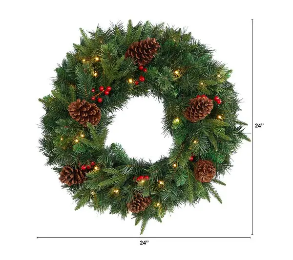 NEARLY NATURAL 24' Mixed Pine Christmas Wreath