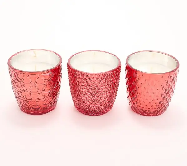 HOMEWORX BY SLATKIN + CO. S/3 4oz Festive Glass Candles - One-color