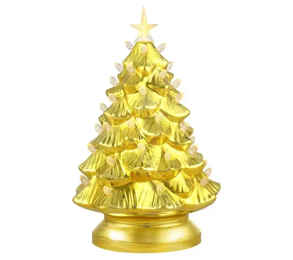 MR. CHRISTMAS 14 In. Shatterproof Nostalgic Tre E Gold - One-color