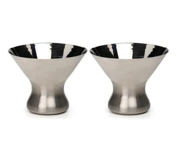 RSVP Stemless Stainless Steel Martini Glasses, Et Of 2 - Silver