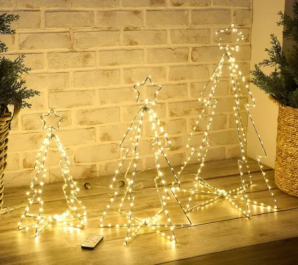 KRINGLE EXPRESS S/3 Foldable In/outdoor Led Christmas Trees - One-color