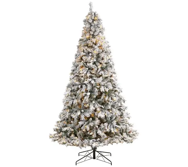 NEARLY NATURAL 9' Flocked Christmas Tree