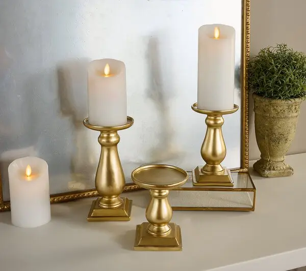 VALERIE PARR HILL Set-3 Flippable Pedestal Candle Holders-valerie - One-color