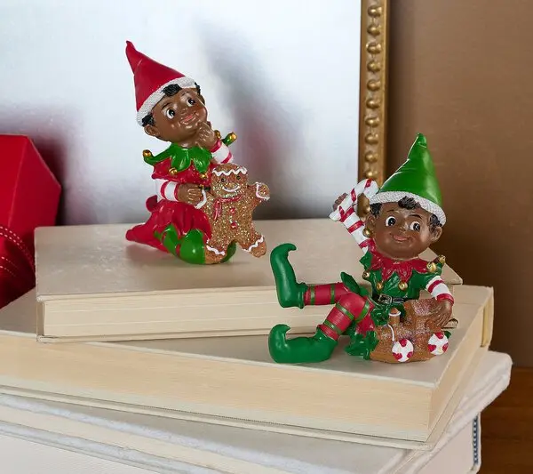 VALERIE PARR HILL As Is Set Of 2 Playing Elf Figures Valerie - One-color