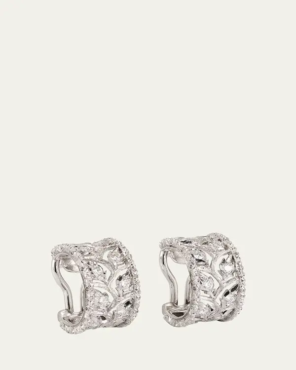 Buccellati 18k Gold Diamond Ramage Hoop Earrings - Two Tone Gold