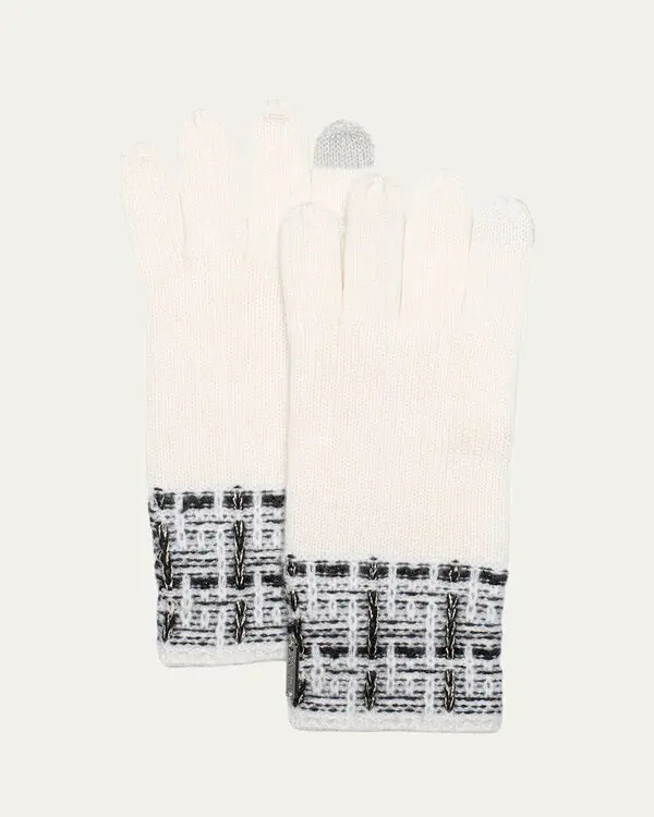 Gorski Cashmere Knit Gloves - Whtblk