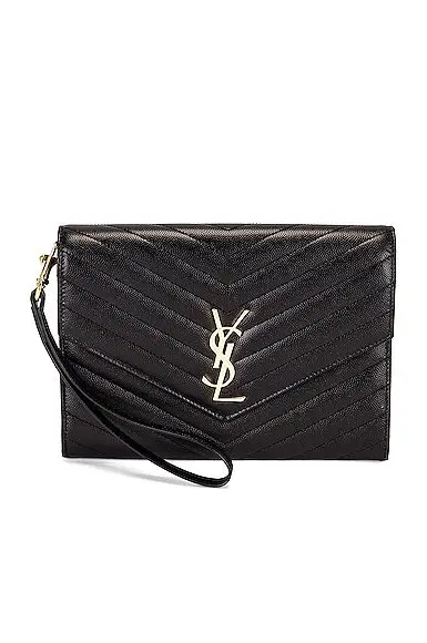 Saint Laurent Monogramme Leather Clutch - Noir