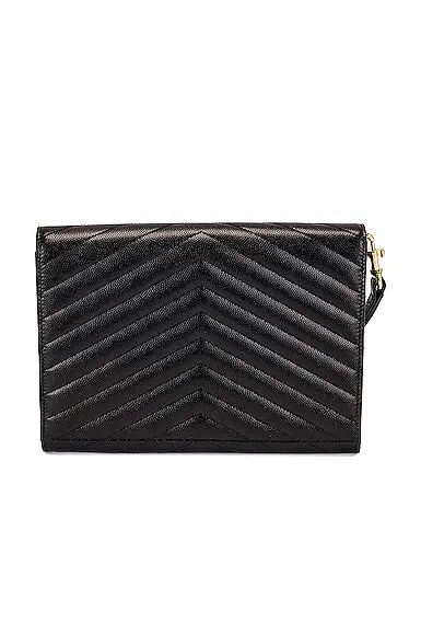 Saint Laurent Monogramme Leather Clutch - Noir