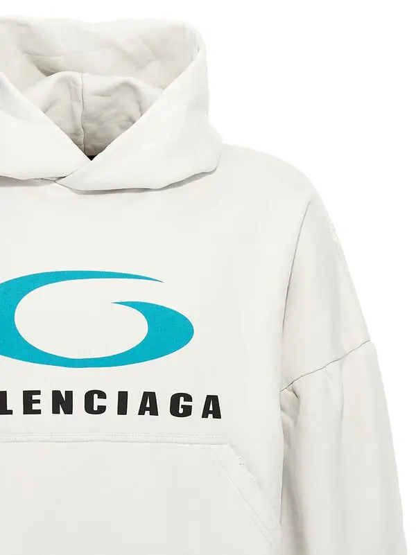Balenciaga Loop Sports Icon' Cropped Hoodie In White - 24% Off