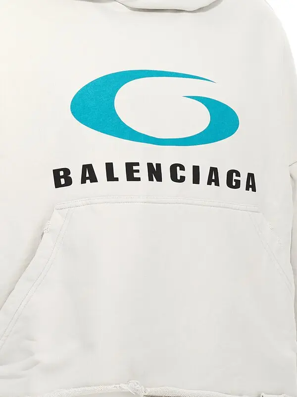 Balenciaga Loop Sports Icon' Cropped Hoodie In White - 24% Off