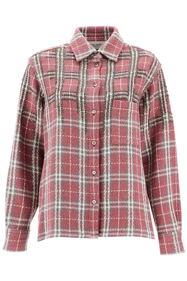 GOLDEN GOOSE Checkered Tweed Overshirt With Appliqu