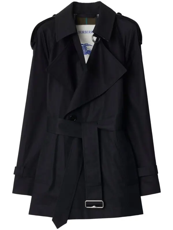 Burberry Cotton Gabardine Trench Coat - Black