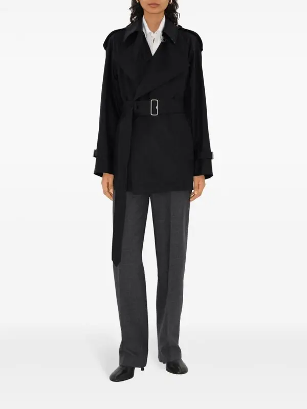 Burberry Cotton Gabardine Trench Coat - Black