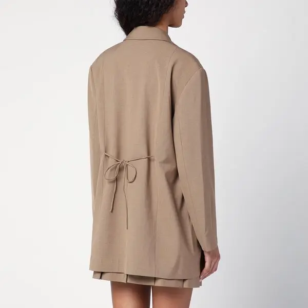 GANNI Double Breasted Overcoat Brown Mélange Jacket