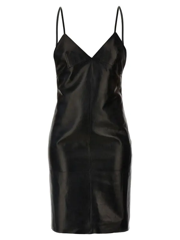 Saint Laurent Leather Slip Dress - Black
