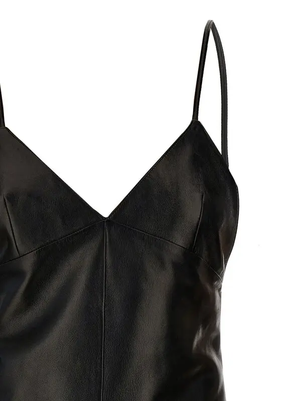 Saint Laurent Leather Slip Dress - Black
