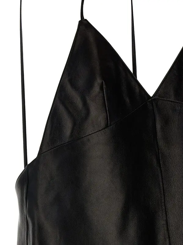 Saint Laurent Leather Slip Dress - Black
