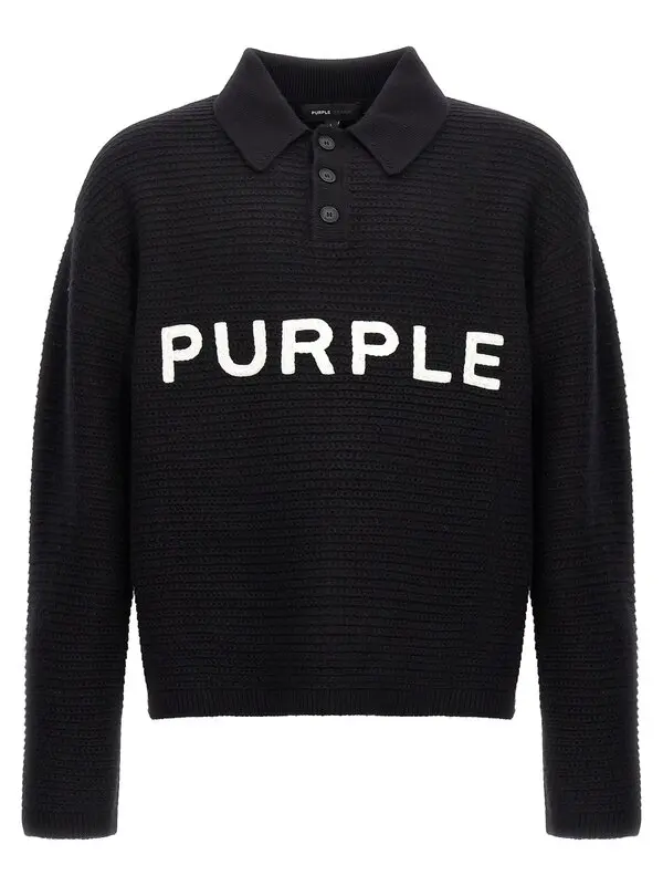 Purple Brand Logo Embroidery Sweater Black 29% Off Editorialist