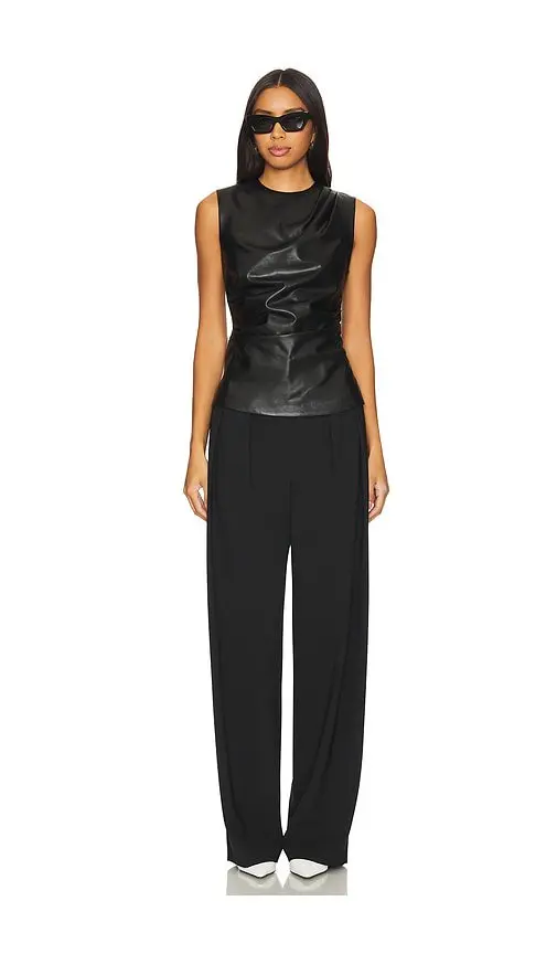 Simkhai Wynter Faux Leather Draped Top