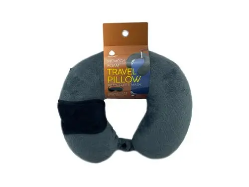 PURSONIC Memory Foam Travel Pillow With Sleep Mask - Gray
