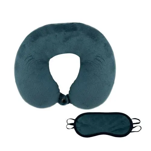 PURSONIC Memory Foam Travel Pillow With Sleep Mask - Teal