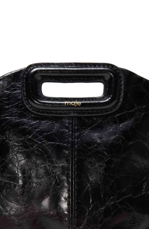 Maje Miss M Mini Cracked Leather Bag - Black