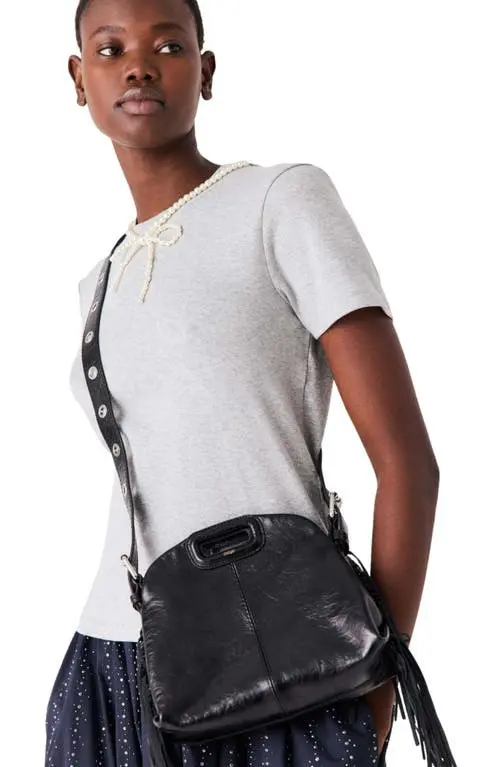 Maje Miss M Mini Cracked Leather Bag - Black