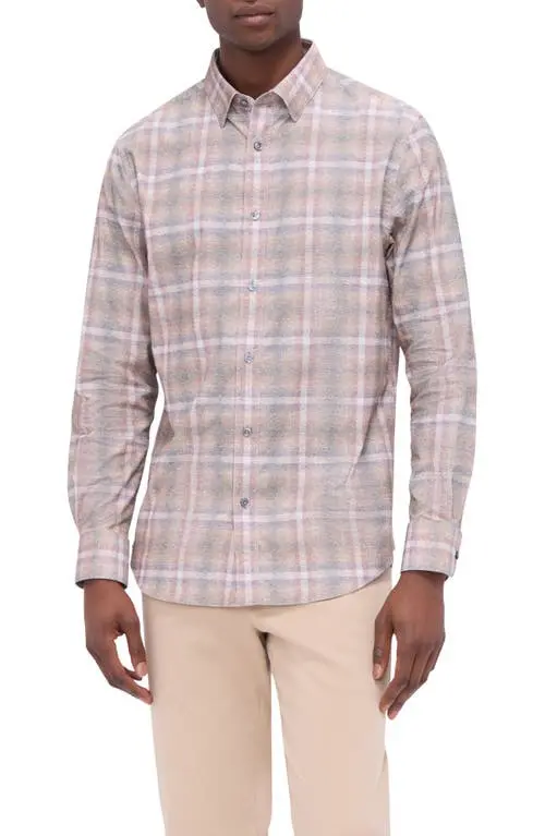 Bugatchi Karl Shaped Fit Windowpane Check Stretch Button-up Shirt