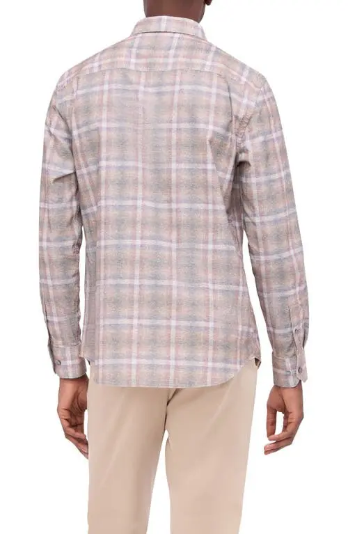 Bugatchi Karl Shaped Fit Windowpane Check Stretch Button-up Shirt