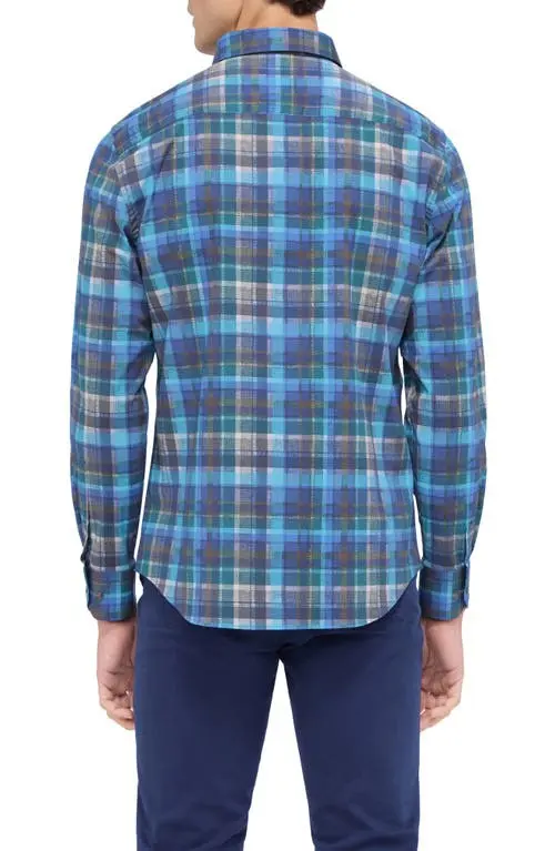 Bugatchi Karl Shaped Fit Check Stretch Button-up Shirt