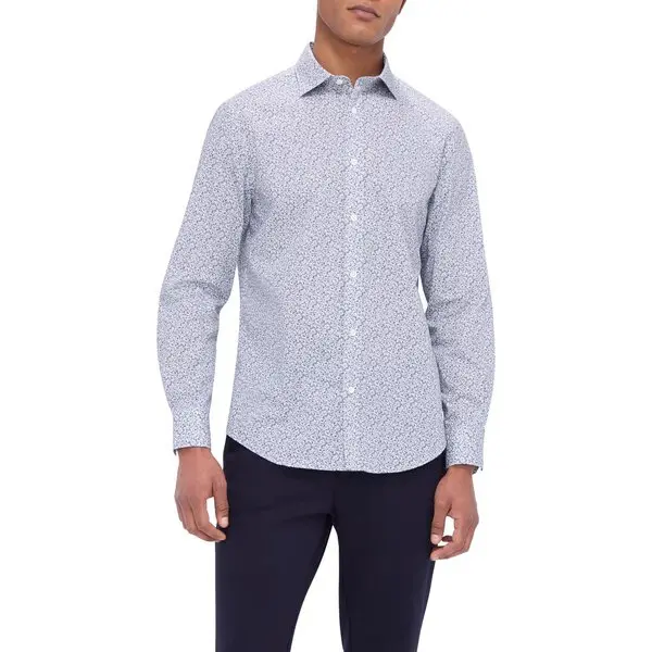 Bugatchi Axel Shaped Fit Abstract Print Stretch Button-up Shirt - Lilac