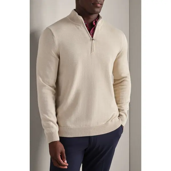 RHONE Commuter Quarter-zip Sweater - Bone