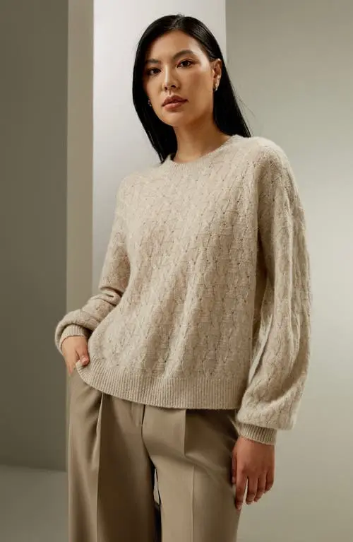 Lilysilk Silk-cashmere Blend Sweater With Twisted Pattern - Beige