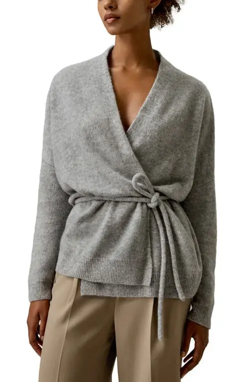 Lilysilk Lounge Wrap Knit Cardigan - Mixed Gray