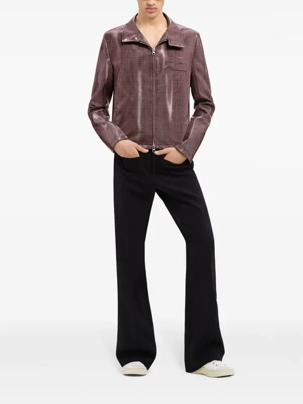 COURREGES Shaded-logo Patent Biker Jacket - Brown