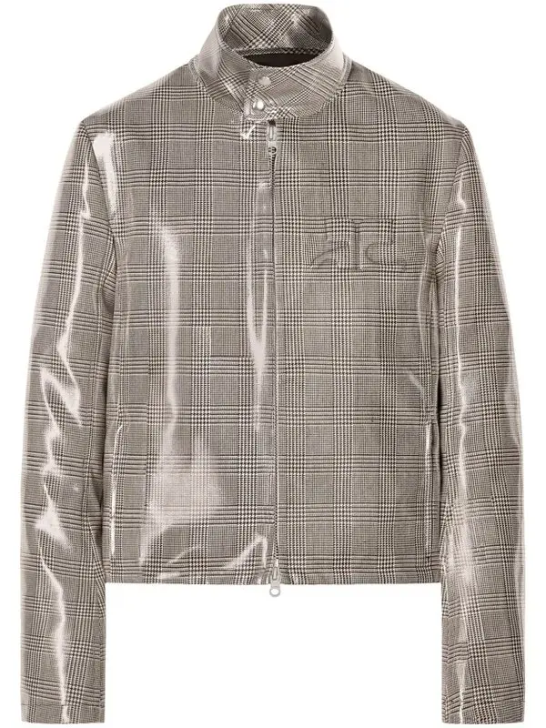 COURREGES Shaded-logo Patent Biker Jacket