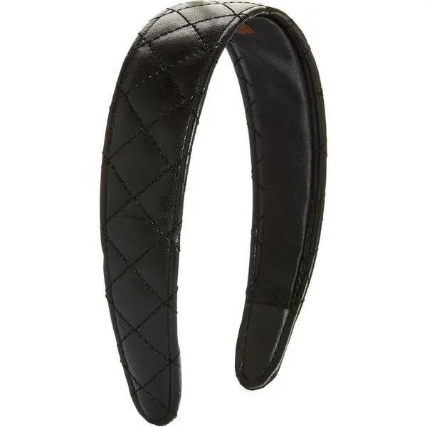 Tasha Quilted Faux Leather Headband - Black