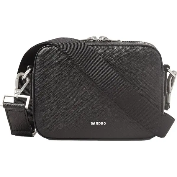 Sandro Small Saffiano Bag - Black