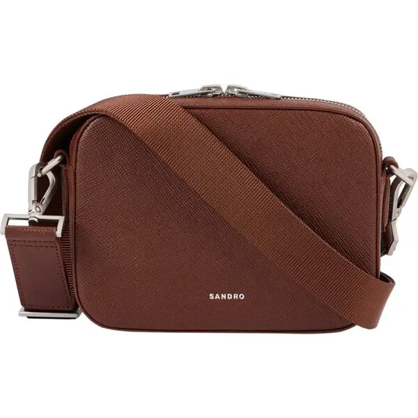 Sandro Small Saffiano Bag - Cognac