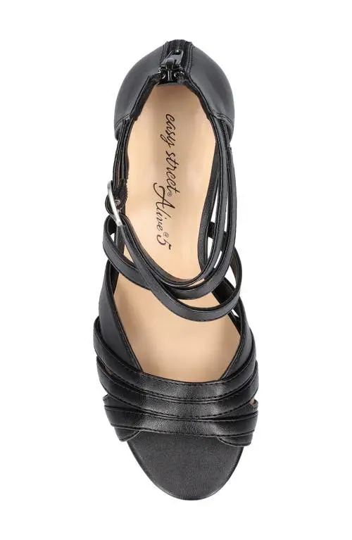 EASY WORKS BY EASY STREET Crissa Strappy Sandal - Black