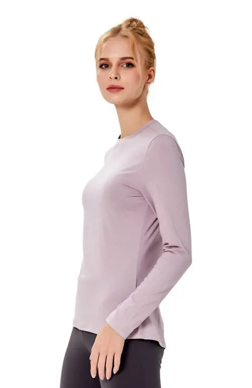 REBODY Pima Long Sleeve Top - Stone Mauve