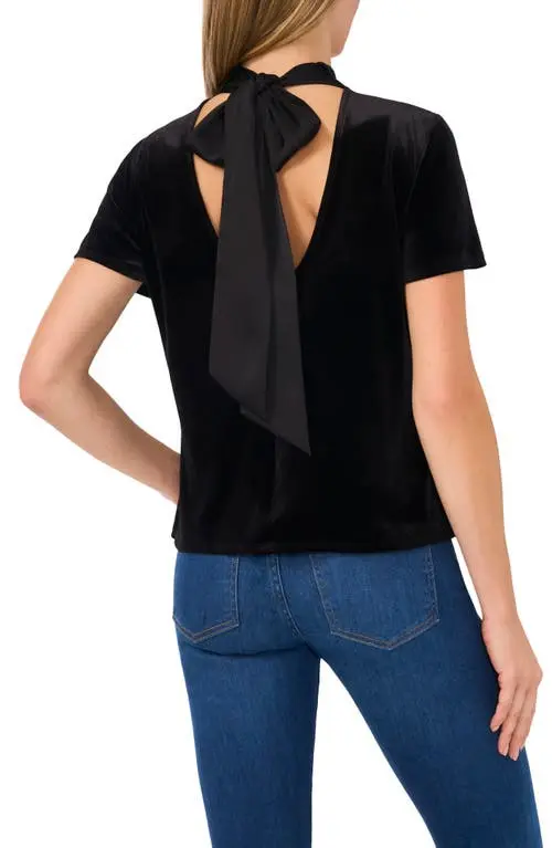 CECE DUPRAZ Mock Neck Cutout Velvet Top - Rich Black