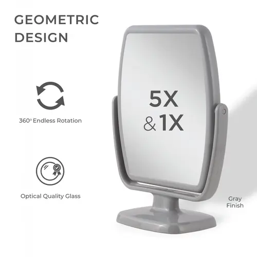 ZADRO Geo Makeup Mirror With Magnification - Gray