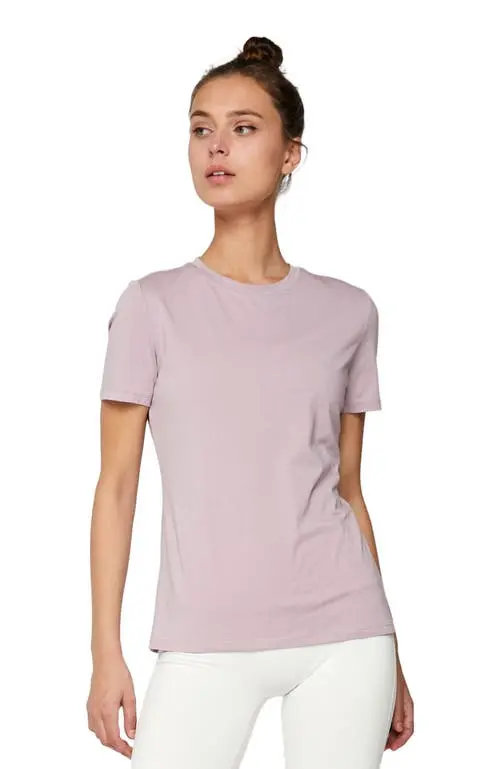 REBODY Pima Go Short Sleeve Top - Stone Mauve