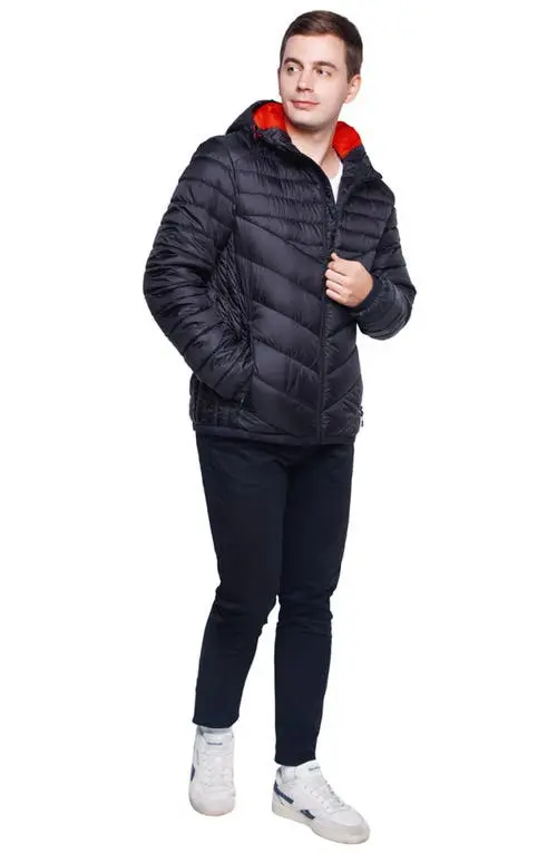 ROKKA&ROLLA Lightweight Quilted Hooded Puffer Jacket - Very Black
