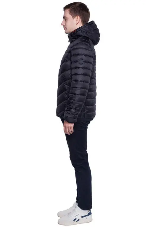 ROKKA&ROLLA Lightweight Quilted Hooded Puffer Jacket - Very Black