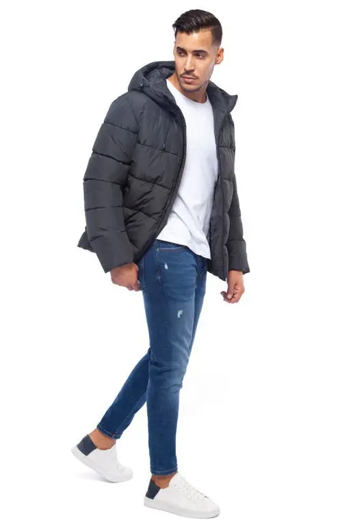 ROKKA&ROLLA Heavyweight Puffer Jacket - Black Stone